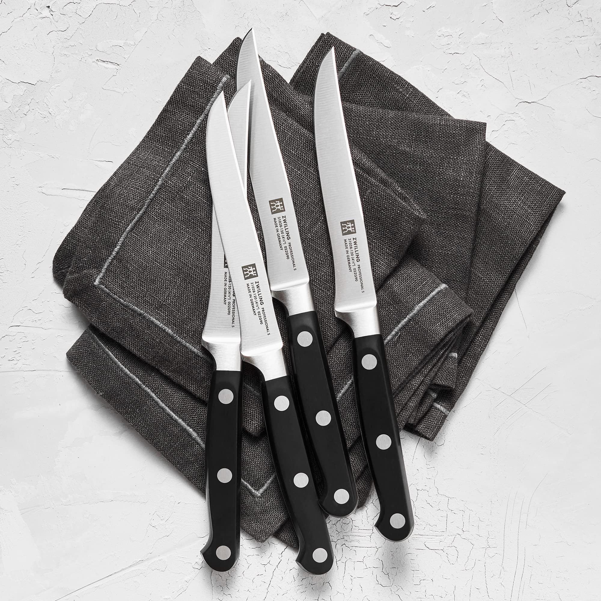 ZWILLING Professional S 4-Piece Razor-Sharp German Steak Knife Set, Made in Company-Owned German Factory with Special Formula Steel perfected for almost 300 Years, Dishwasher Safe