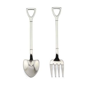 4Pcs Stainless Steel Coffee Spoons and Fruit Forks for Bistro Cocktail Tasting Appetizer and Mini Cake Silver