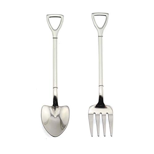 4Pcs Stainless Steel Coffee Spoons and Fruit Forks for Bistro Cocktail Tasting Appetizer and Mini Cake Silver