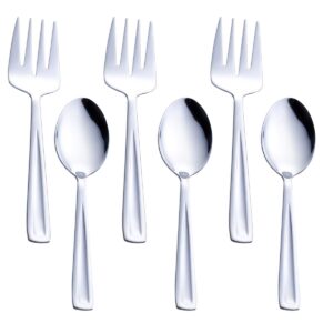 gogeili stainless steel serving spoon and serving fork set, include 3 large serving spoon and 3 serving fork, 9.5-inch catering serving utensil set, dishwasher safe