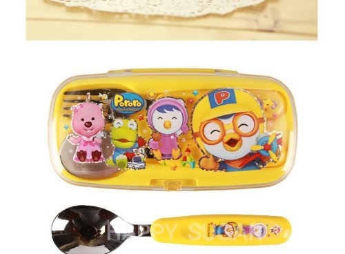 Pororo Cutie Spoon & Fork Set with Hard Case