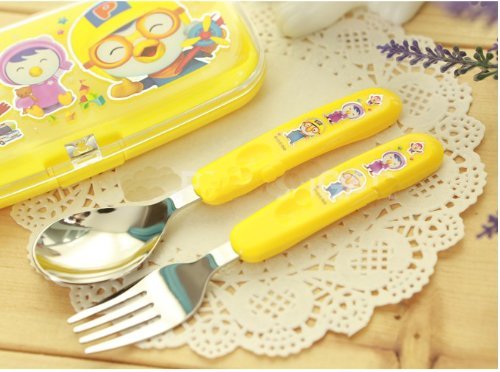 Pororo Cutie Spoon & Fork Set with Hard Case