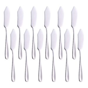 butter knives set of 12 cheese spreaders buy&use 6.1-inch 18/10 stainless steel silver kitchen knives for butter sandwich cheese, mirror polish