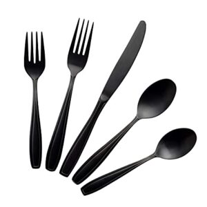 Radley & Stowe 20-Piece Matte Black Silverware Set, Service for 4, Durable Stainless Steel Flatware, Dishwasher Safe Cutlery