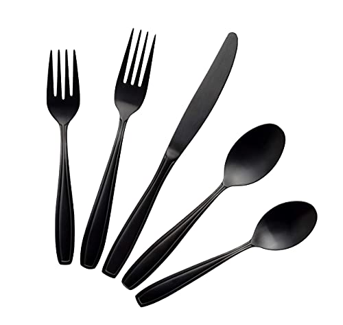 Radley & Stowe 20-Piece Matte Black Silverware Set, Service for 4, Durable Stainless Steel Flatware, Dishwasher Safe Cutlery