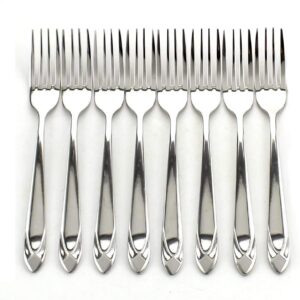 Z ZICOME Stainless Steel Forks Heavy Duty Flatware Forks Set, Diamond Pattern, 8 Pcs