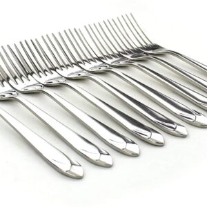 Z ZICOME Stainless Steel Forks Heavy Duty Flatware Forks Set, Diamond Pattern, 8 Pcs