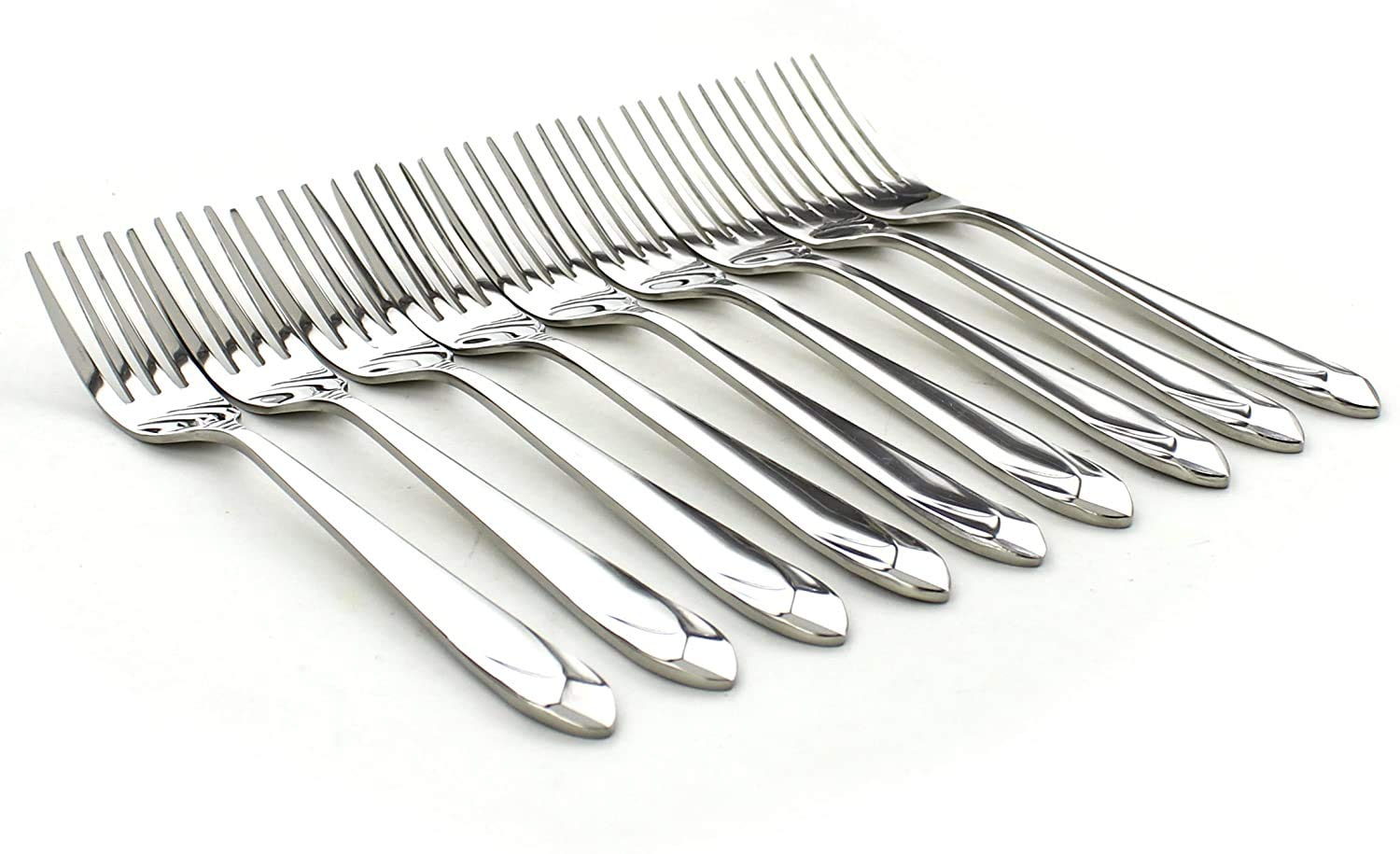 Z ZICOME Stainless Steel Forks Heavy Duty Flatware Forks Set, Diamond Pattern, 8 Pcs