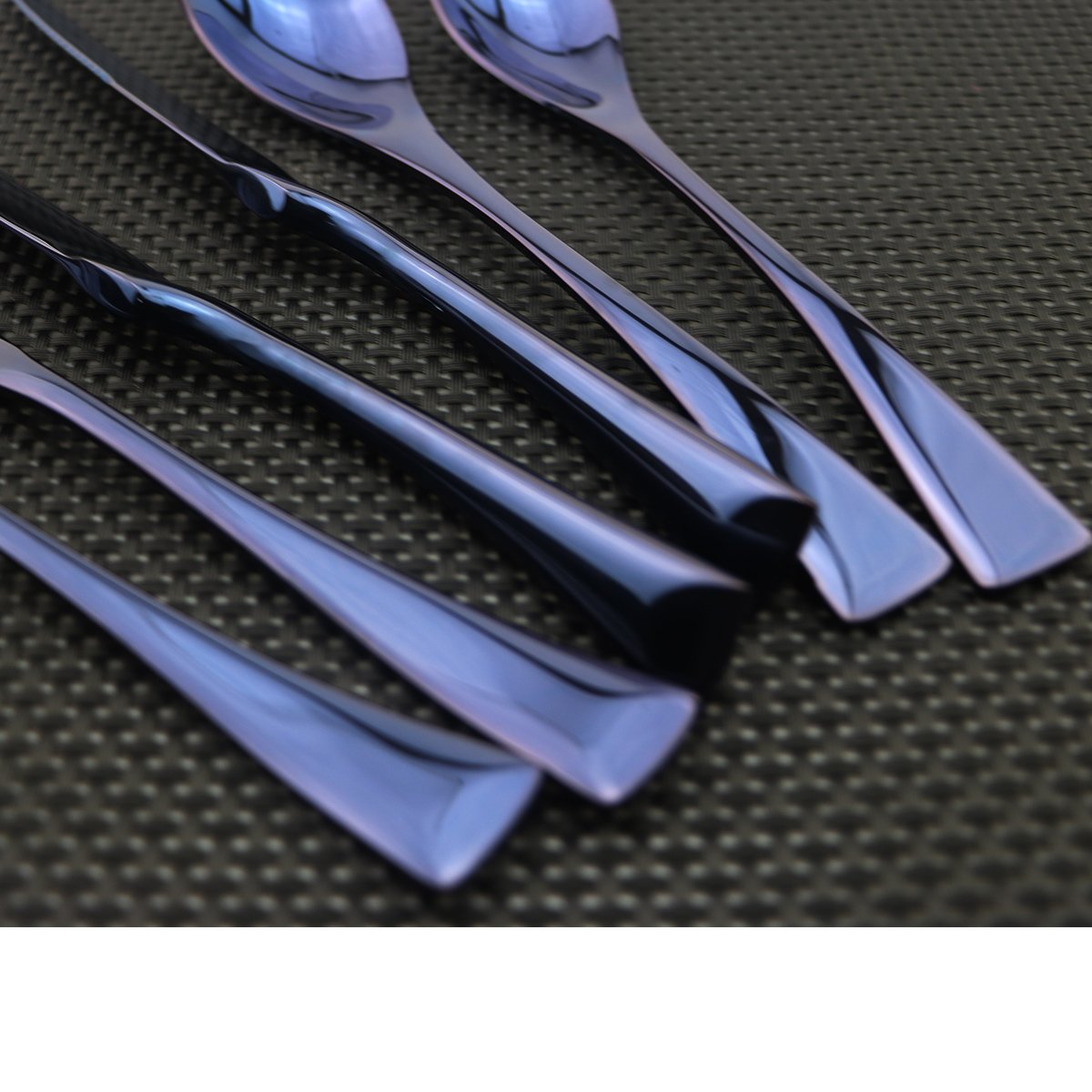 Uniturcky Flatware Set 18/10 Stainless Steel Mirror Polished Blue Cutlery - Silverware Utensil Set of Serrated Steak Knife Dinner Fork Knife Spoon Salad Fork Dessert Spoon,6 Piece Service for 1