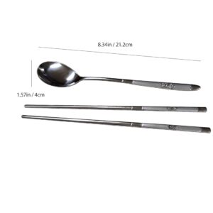 GARASANI Korean Traditional Cutlery Stainless Steel Spoons and Chopsticks Set (Silver Turtle)