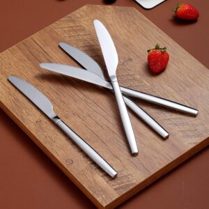 Berglander Dinner Knives Set Of 6, Stainless Steel Shiny Modern Dinner Knife, Butter Knife Table Knives Dishwasher Safe