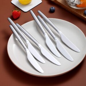 Berglander Dinner Knives Set Of 6, Stainless Steel Shiny Modern Dinner Knife, Butter Knife Table Knives Dishwasher Safe