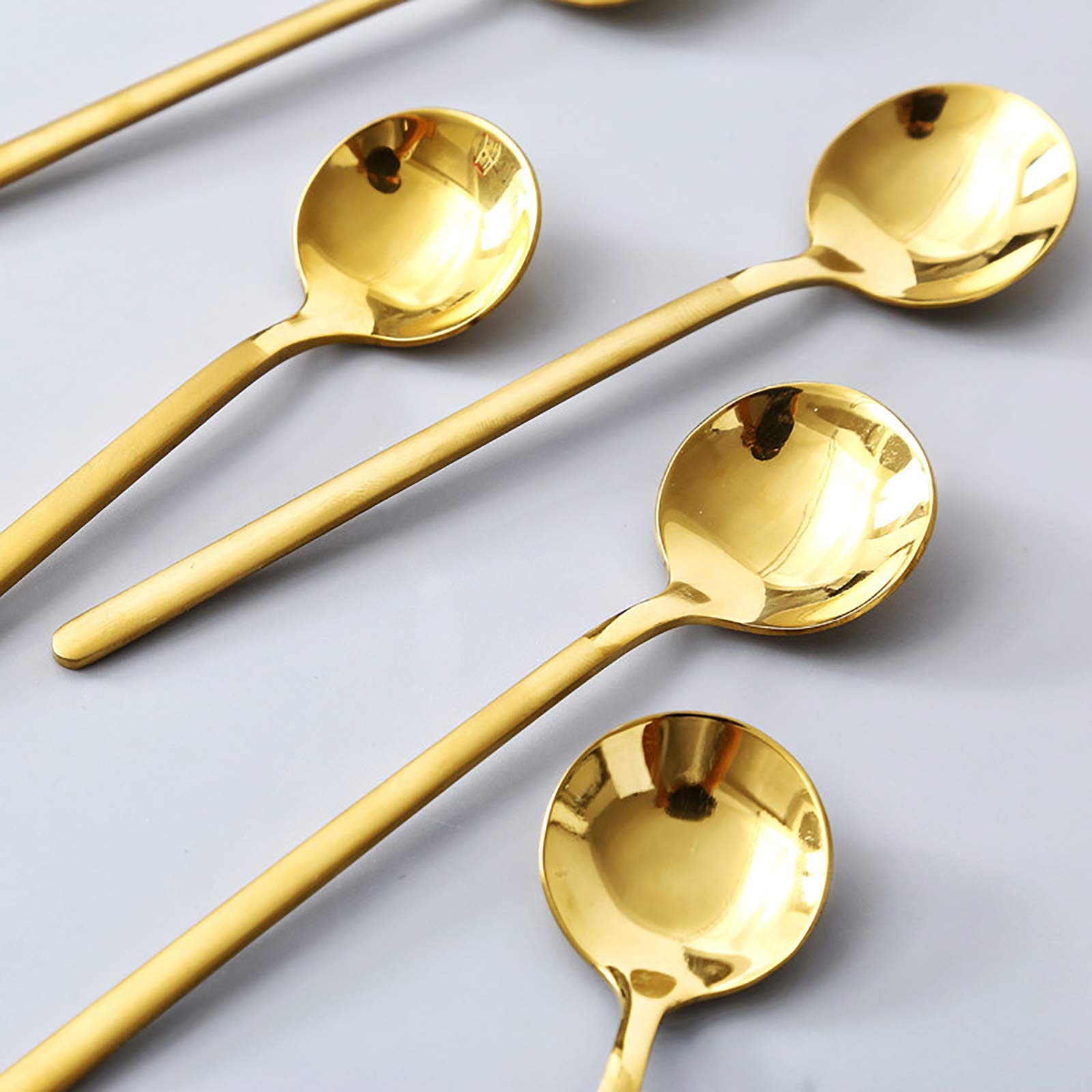 Jucoan 16 Pack Espresso Spoons, 5 Inch Mini Coffee Spoons, Gold Plated Stainless Steel Teaspoons for Dessert Sugar Cake Ice Cream Cappuccino