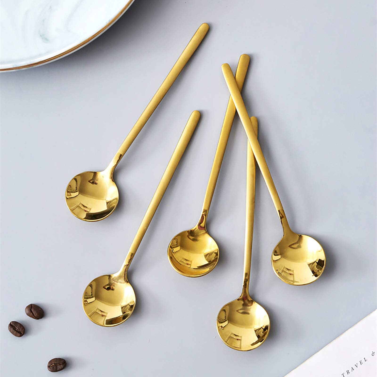 Jucoan 16 Pack Espresso Spoons, 5 Inch Mini Coffee Spoons, Gold Plated Stainless Steel Teaspoons for Dessert Sugar Cake Ice Cream Cappuccino