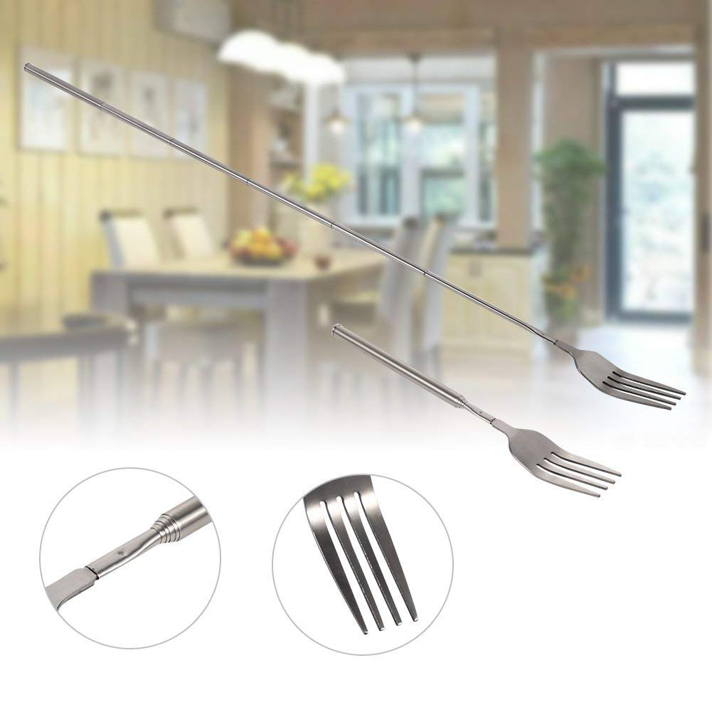 Adjustable Telescopic Fork Extendable Fork Long Fork Toasting Fork Extending Fork Extra Long Fork Extended Fork Stainless Steel, For Eating, Barbecue, Dinner, Dessert, Sausage, Vegetable