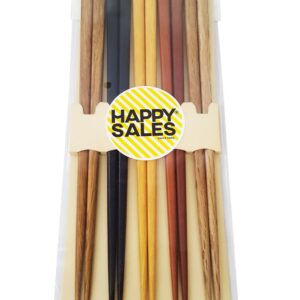 Happy Sales HSCH22/S, 5 Pairs Multi Color Design Japanese Bamboo Chopsticks Gift Set, Mnt