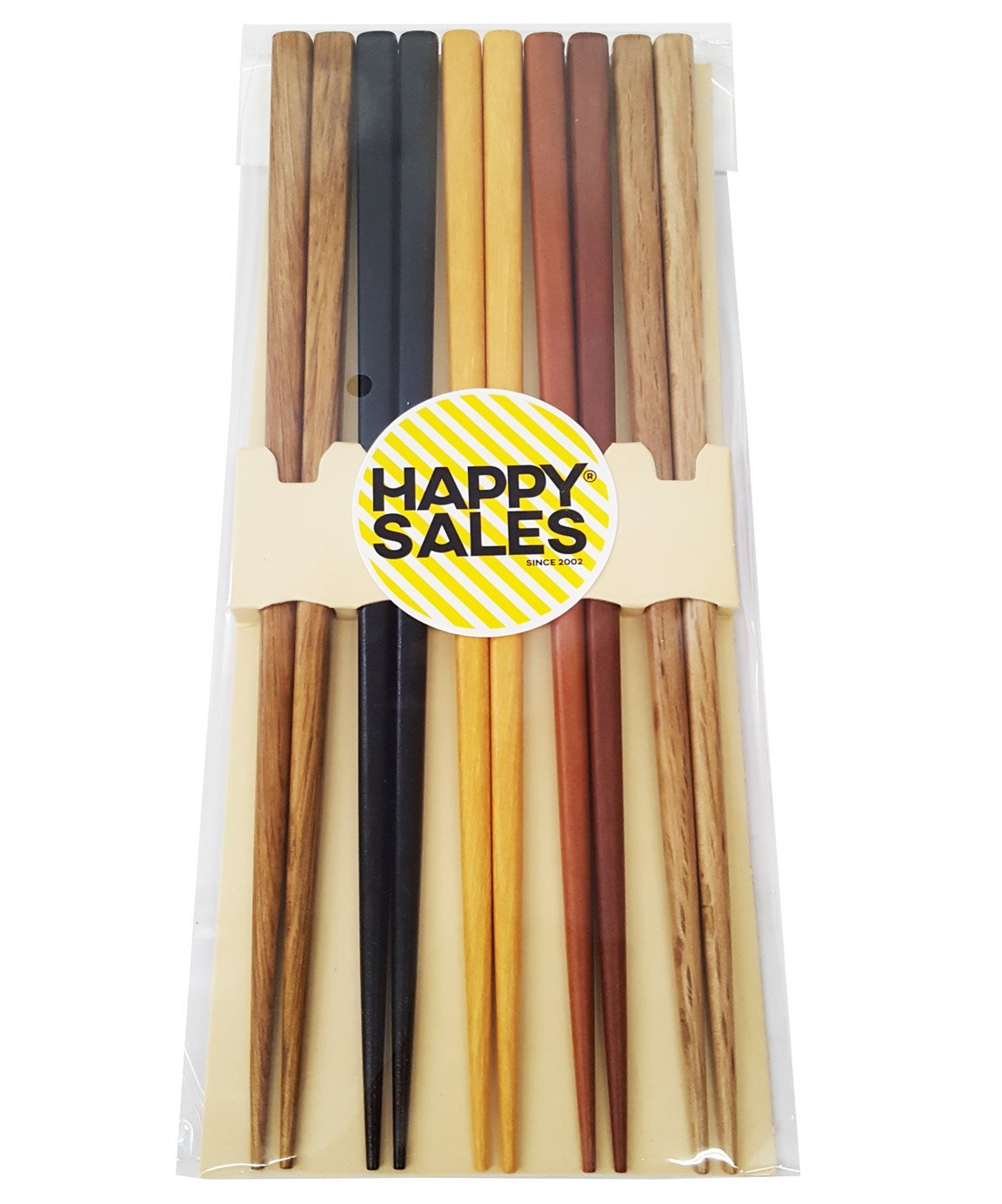 Happy Sales HSCH22/S, 5 Pairs Multi Color Design Japanese Bamboo Chopsticks Gift Set, Mnt