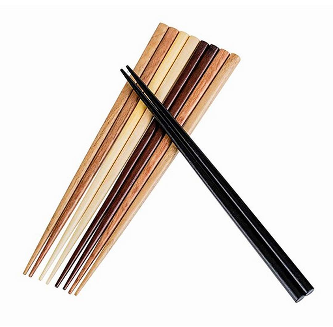 Happy Sales HSCH22/S, 5 Pairs Multi Color Design Japanese Bamboo Chopsticks Gift Set, Mnt