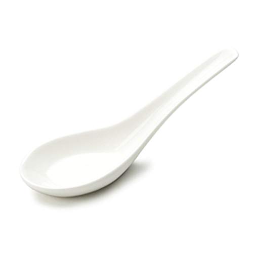 12 Pieces Super White Ceramic Spoons Sunrise Kitchen Supply (5.0" L)