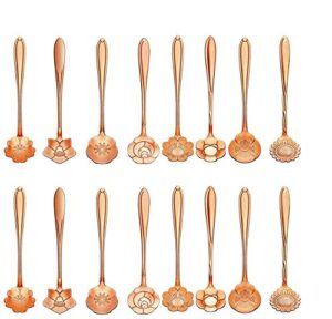 16 pack stainless steel tableware creative flower coffee spoon sugar spoon tea spoon stir bar spoon stirring spoon, 8 different patterns,2 sets (rose gold)