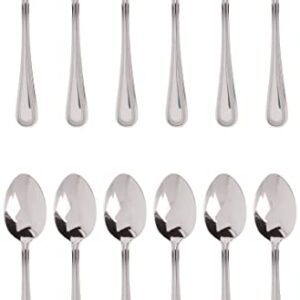 Winco 12-Piece Dots Dinner Spoon Set, 18-0 Stainless Steel, Silver