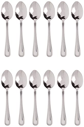 Winco 12-Piece Dots Dinner Spoon Set, 18-0 Stainless Steel, Silver