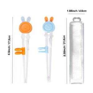 2 Pairs Kids Chopsticks, Slivek Kids Toddler Learning Training Chopsticks with Case, Cute Animal Cartoon Design Chopstick Helper Trainer for Kids Beginners, Bunny