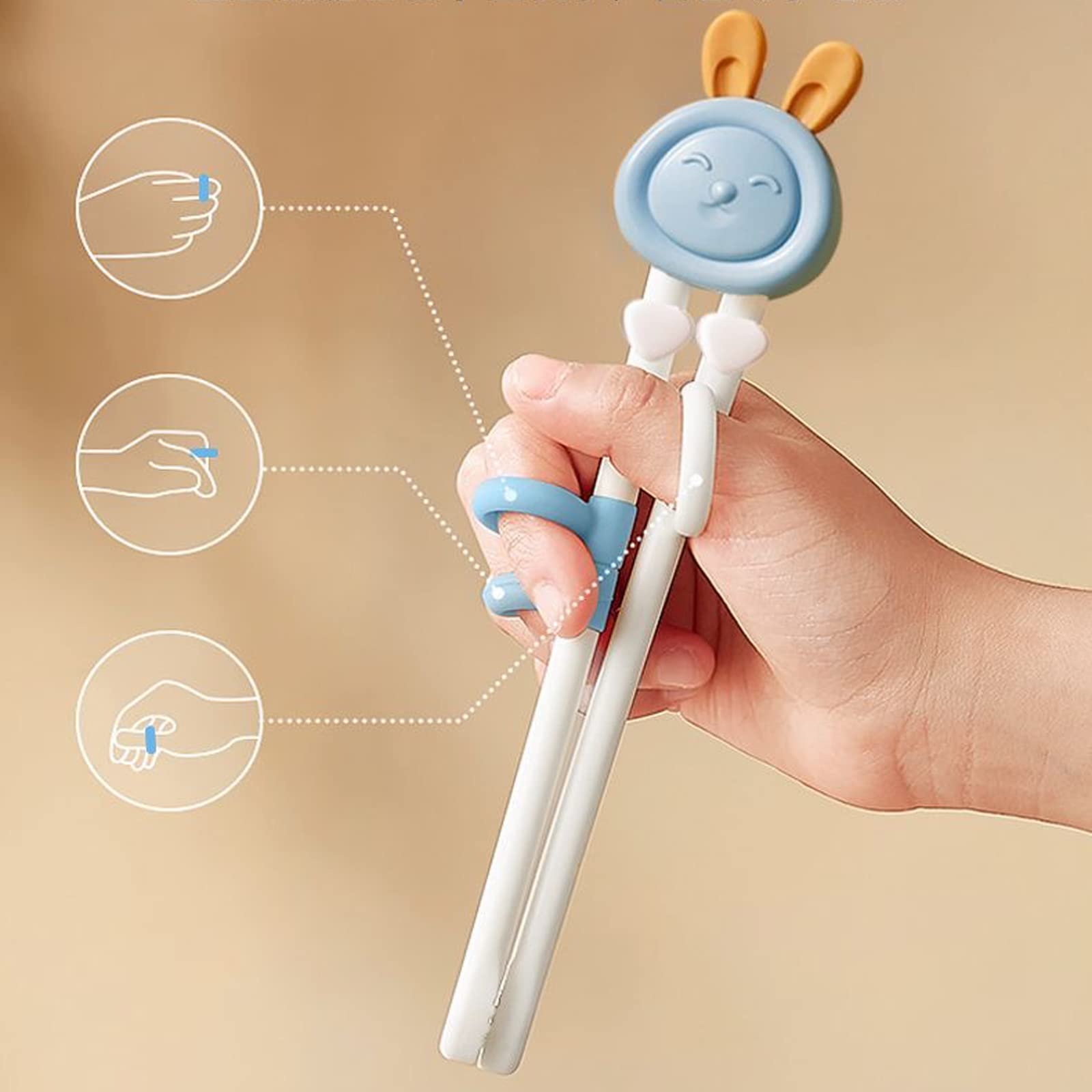 2 Pairs Kids Chopsticks, Slivek Kids Toddler Learning Training Chopsticks with Case, Cute Animal Cartoon Design Chopstick Helper Trainer for Kids Beginners, Bunny