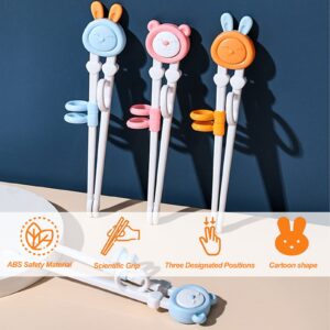 2 Pairs Kids Chopsticks, Slivek Kids Toddler Learning Training Chopsticks with Case, Cute Animal Cartoon Design Chopstick Helper Trainer for Kids Beginners, Bunny