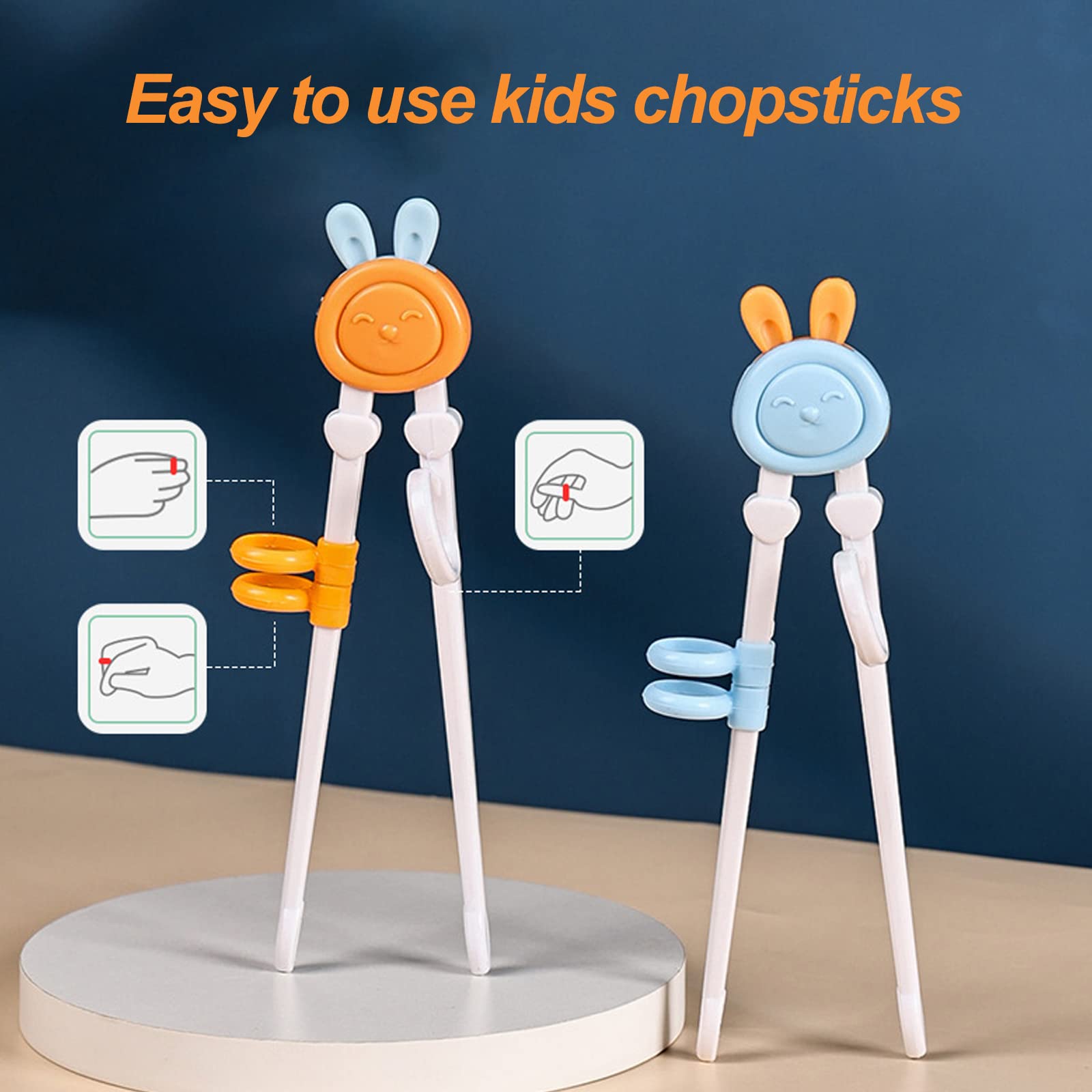 2 Pairs Kids Chopsticks, Slivek Kids Toddler Learning Training Chopsticks with Case, Cute Animal Cartoon Design Chopstick Helper Trainer for Kids Beginners, Bunny