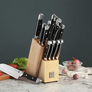 LIEF+SVEIN Brand German Steel Knife Block Set, 15-Piece Kitchen Knife Sets. German Stainless 1.4116 Steel. Unique Kitchen Knives Set with Ipad Holder. Ideal knife set with block and sharpener.