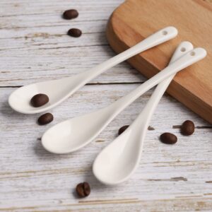 Leegg Porcelain Egg Spoons Ceramic Spoons Set of 8 Tea spoon Teaspoons for Coffee, Tea and Desserts Spoon