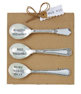 mud pie, silver circa salsa spoon set 6" length