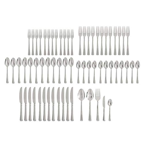 Oneida Chroma 65 Piece Fine Flatware Set, Service for 12, 18/10 Stainless Steel, Silverware Set, Dishwasher Safe