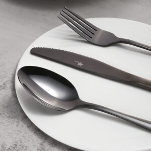 Black Silverware Set, Avalon 24 Piece Flatware Set Service for 6, High Grade 18/10 Stainless Steel Cutlery Set, Mirror Polished, Dishwasher Safe