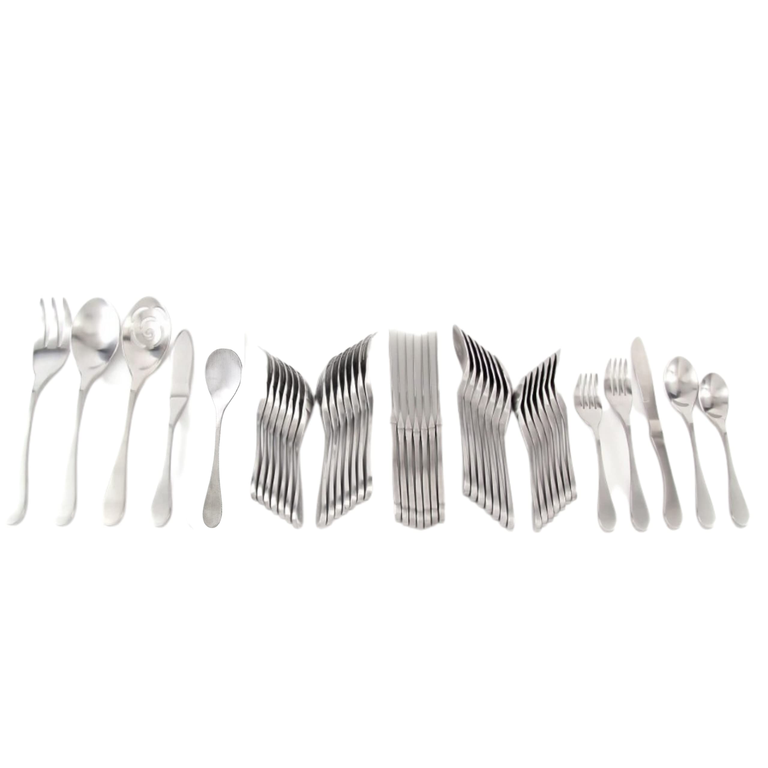 Knork Original Cutlery Utensils Flatware Set, 45 Piece (service for 8), Silver Matte