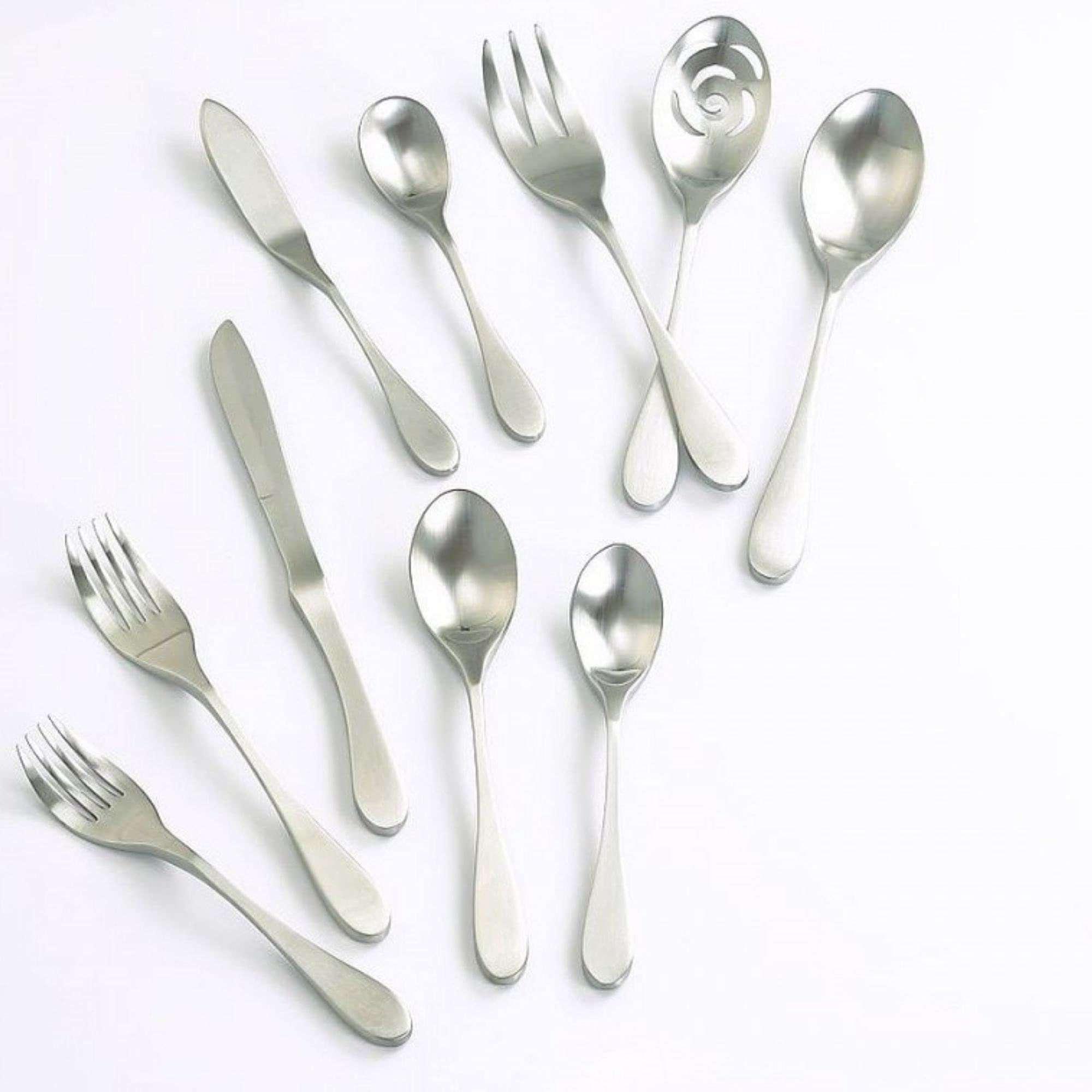 Knork Original Cutlery Utensils Flatware Set, 45 Piece (service for 8), Silver Matte