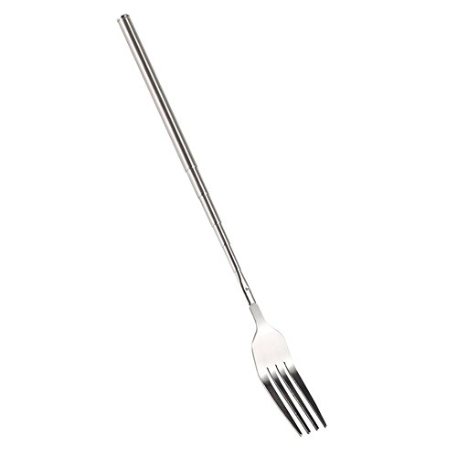 5Pcs Extendable Forks, Stainless Steel BBQ Telescopic Forks 8.7-25.4Inch Dessert Long Handle Fork Cutlery Barbecue Telescopic Toasting Dinner Fruit Dessert Cutlery Forks