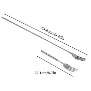 5Pcs Extendable Forks, Stainless Steel BBQ Telescopic Forks 8.7-25.4Inch Dessert Long Handle Fork Cutlery Barbecue Telescopic Toasting Dinner Fruit Dessert Cutlery Forks