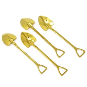 Honbay 4PCS Stainless Steel Shovel Shape Coffee Ice Cream Dessert Spoons for Home and Party (gold)