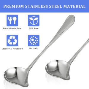 Worldity 2 Pack Stainless Steel Saucier Drizzle Spoon with Spout Small Gravy Ladle, 7.87" Soup Spoons Kitchen Utensil Mirror Polish Drizzle Spoon for Chocolates, Gravies and Sauces, Silver