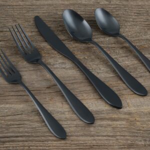 Cambridge Silversmiths Delia Black Satin 20-Piece Flatware Set