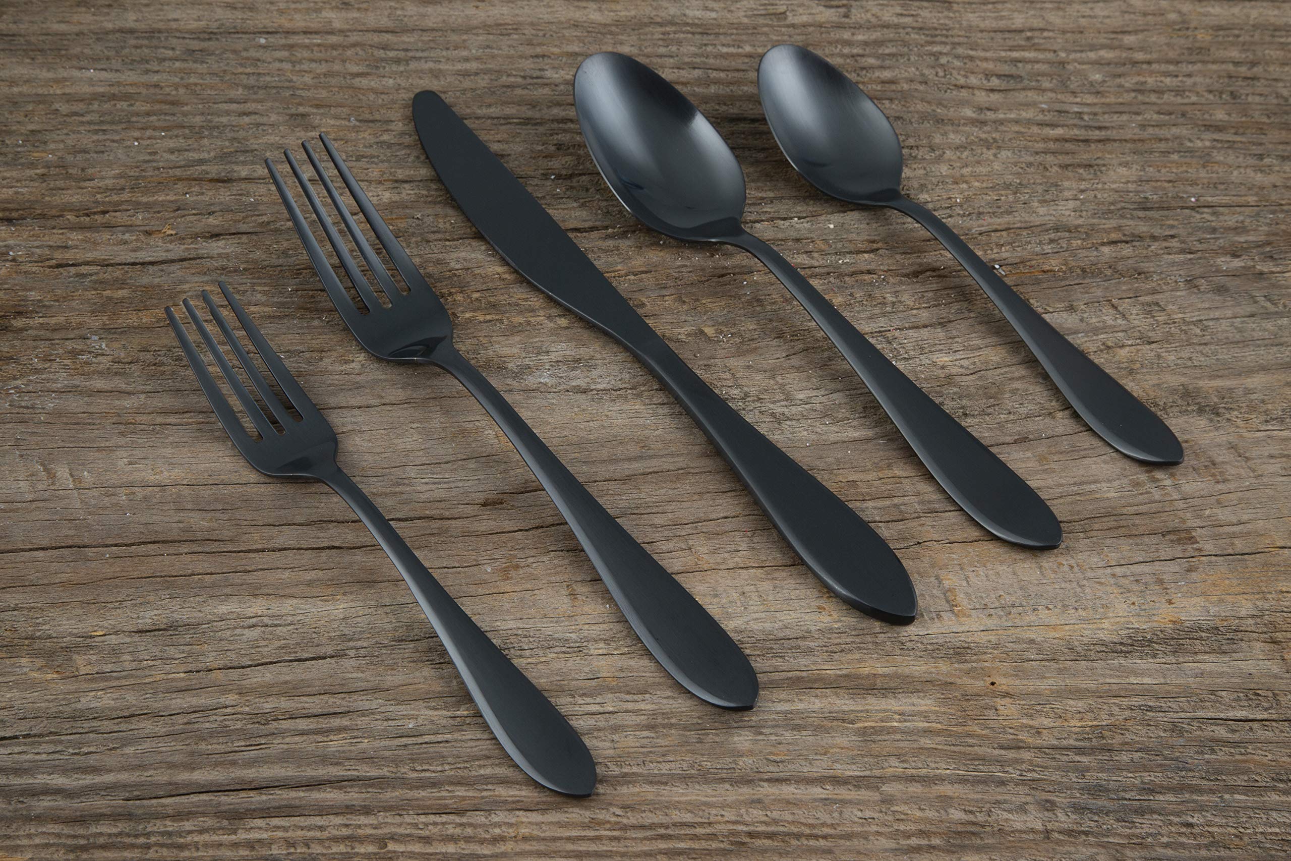 Cambridge Silversmiths Delia Black Satin 20-Piece Flatware Set