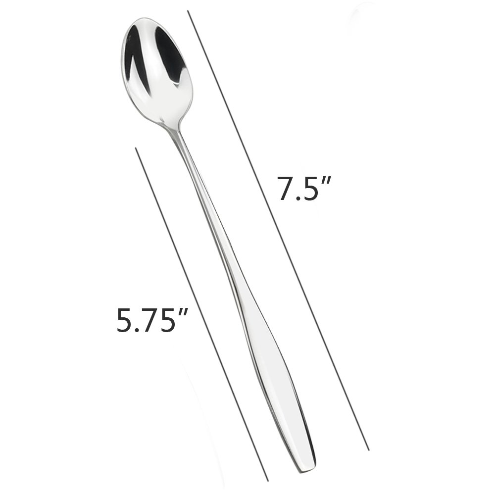 Ggbin 7.5-Inch Ice Tea Spoons, Stainless Steel Long Handle Stirring Spoons, 12 Pieces