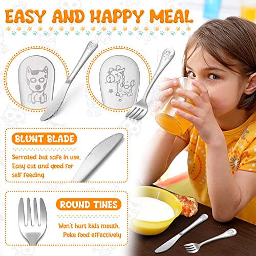 9-Piece Kids Silverware Flatware Set, HaWare Stainless Steel Toddler Preschooler Eating Utensils, Metal Cutlery for Self Feeding, Mini Flatware Set for Home Kitchen School, Healthy and Dishwasher Safe