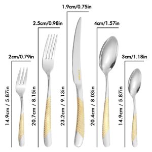 CTCCORC 40-Piece Silverware Set, Luxury Gold Silverware Kitchen Flatware Sets Service for 8, Premium Cutlery Utensil Set with Dinner Knife Spoon Fork Set, Durable Stainless Steel Tableware Sets