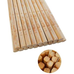 10 pairs/set reusable bamboo chopsticks for japanese sushi food non-slip tableware chopstick bamboo natural wooden chop sticks lightweight dishwasher safe reusable chopsticks(natural b)