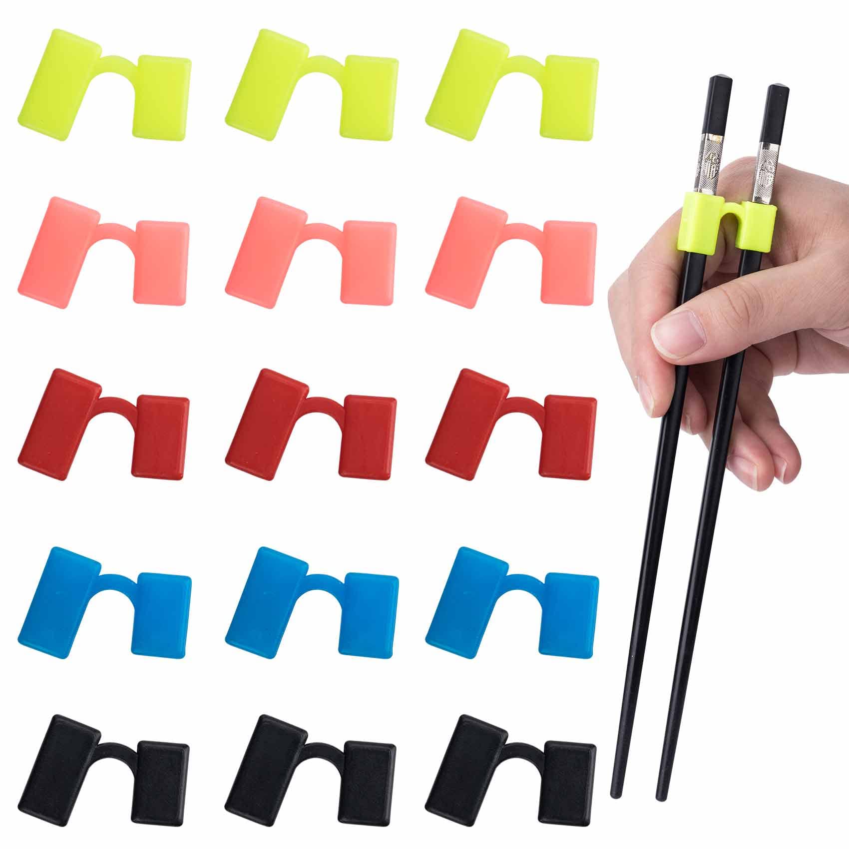 30pcs Chopstick Helper, PAGOW Reusable Training Chopsticks Hinges Connector for Kids, Beginner, Trainers or Learner ( 6 Pack / Color ,Black Red Blue Green Pink) Plastic