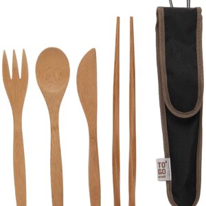 To-Go Ware Bamboo Travel Utensils - Utensil Set with Carrying Case, Hijiki