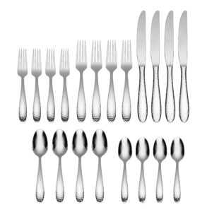 oneida reyna 20 piece set, service for 4, 18/0 stainless steel, silverware set, dishwasher safe